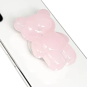 Lito.Dito Cute Bear & Heart Shape Expandable Collapsible Mobile Phone Grip Stand Holder for Smartphone Tablet Cell Phone Accessory  (Milky Pink Bear)