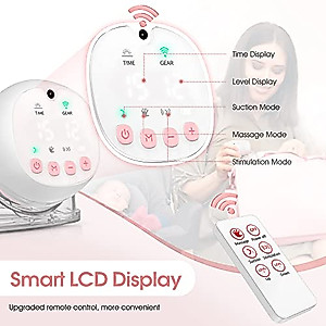 Electric Breast Pump Hands Free, Wearable Breast Pump, 2023 Upgraded 12 Levels 3 Modes & Remote Controller, BPA free Leak-Proof Breastfeeding Pumps, 1200mAH 6-8times Battery & LCD Screen, Pink