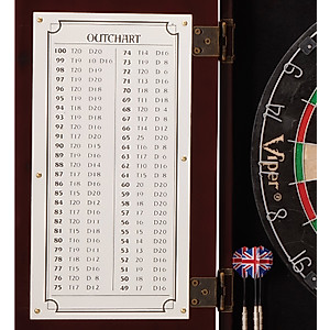 Viper by GLD Products Hudson All-in-One Dart Center: Classic Solid Wood Cabinet & Official Sisal/Bristle Dartboard Bundle: Standard Set (Shot King Dartboard), Mahogany Finish, One Size