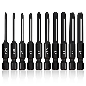 Owl Tools TriWing Bit Set (10 Pack - 2.3inches Long Magnetic Heads) In the Following Tri Wing Bits Screwdriver Sizes: Y000, Y00, Y0, Y1, Y2, Y2.5, Y3, Y4, Y5, and Y6