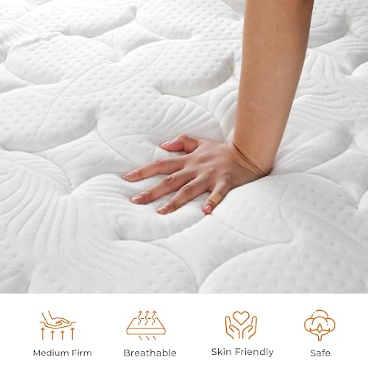 koorlian Queen Size Mattress, 12 Inch Hybrid Queen Mattress in a Box, 3 Layer Premium Foam with Pocket Springs for Motion Isolation and Pressure Relieving, Medium Firm Feel, 120-Night Trial