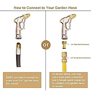 Heavy Metal Hose Nozzle, Garden Hose Nozzle, High Pressure Water Nozzle, Adjustable Watering Mode, Brass Nozzle With Quick Connector, For Pet Shower, Garden Plant Watering, Car Cleaning Nozzle (02)