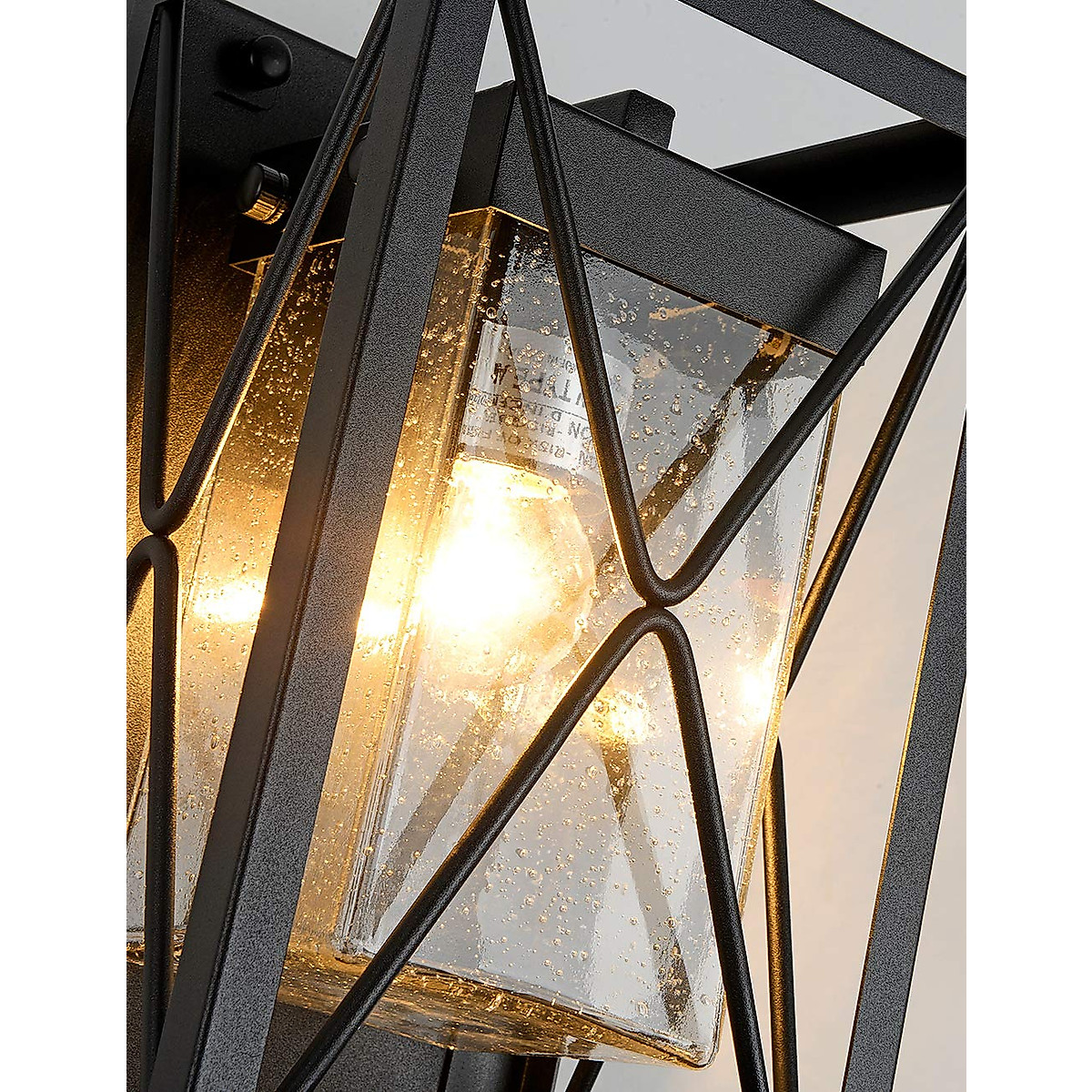 EERU Outdoor Wall Sconce Modern Exterior Wall Mount Porch Lights Black Metal with Seeded Glass Waterproof Outdoor Wall Light Fixtures Outside Lighting for House Garage Front Door Patio Garden