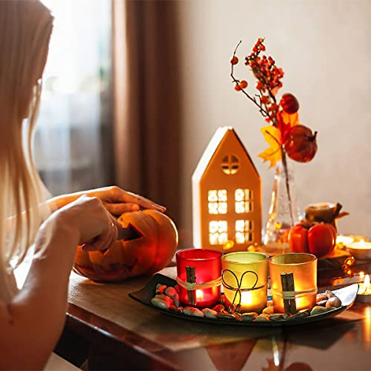 LETINE Candle Holders Set Fit in LED Lights. Centerpieces for Coffee Table, Bathroom Decor. Decorations for Farmhouse & Modern Style Bed Room for Women, Men