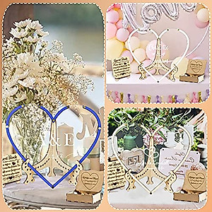 Personalized Wedding Guest Book Alternative Custom Rustic Wedding Book for Guests to Sign Guest Book Frame with Hearts for Reception Wedding Decorations, Graduation, Baby Shower (A-Heart Guestbook-2)