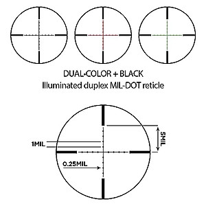 TRUGLO TRU-BRITE 30 Series Illuminated Tactical Rifle Scope with Etched Illuminated Dual Color Reticle and Scope Mount, 3-9 x 42mm, Black