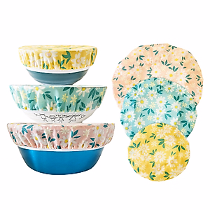 Reusable Beeswax Bowl Covers - Food Cover Stretch Edging, Stretchable Beewax Wrap, Elastic Storage Wraps for Storage Containers，set of 3