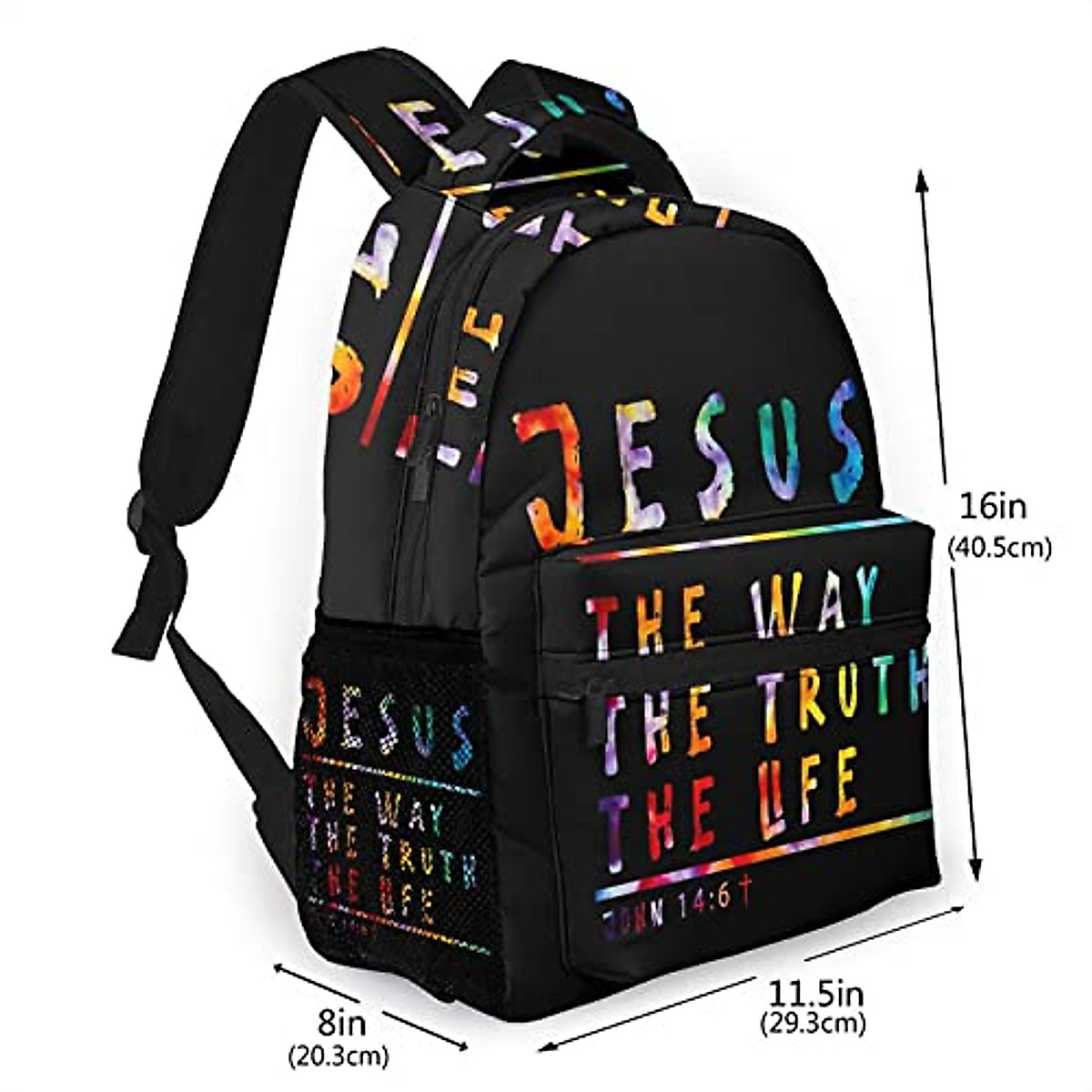 Jesus is The Way The Truth The Life Laptop Backpack School Bookbag, Polyester Anti-Theft Stylish Casual Daypack Bag with Luggage Strap, Travel Business College School Bookbag