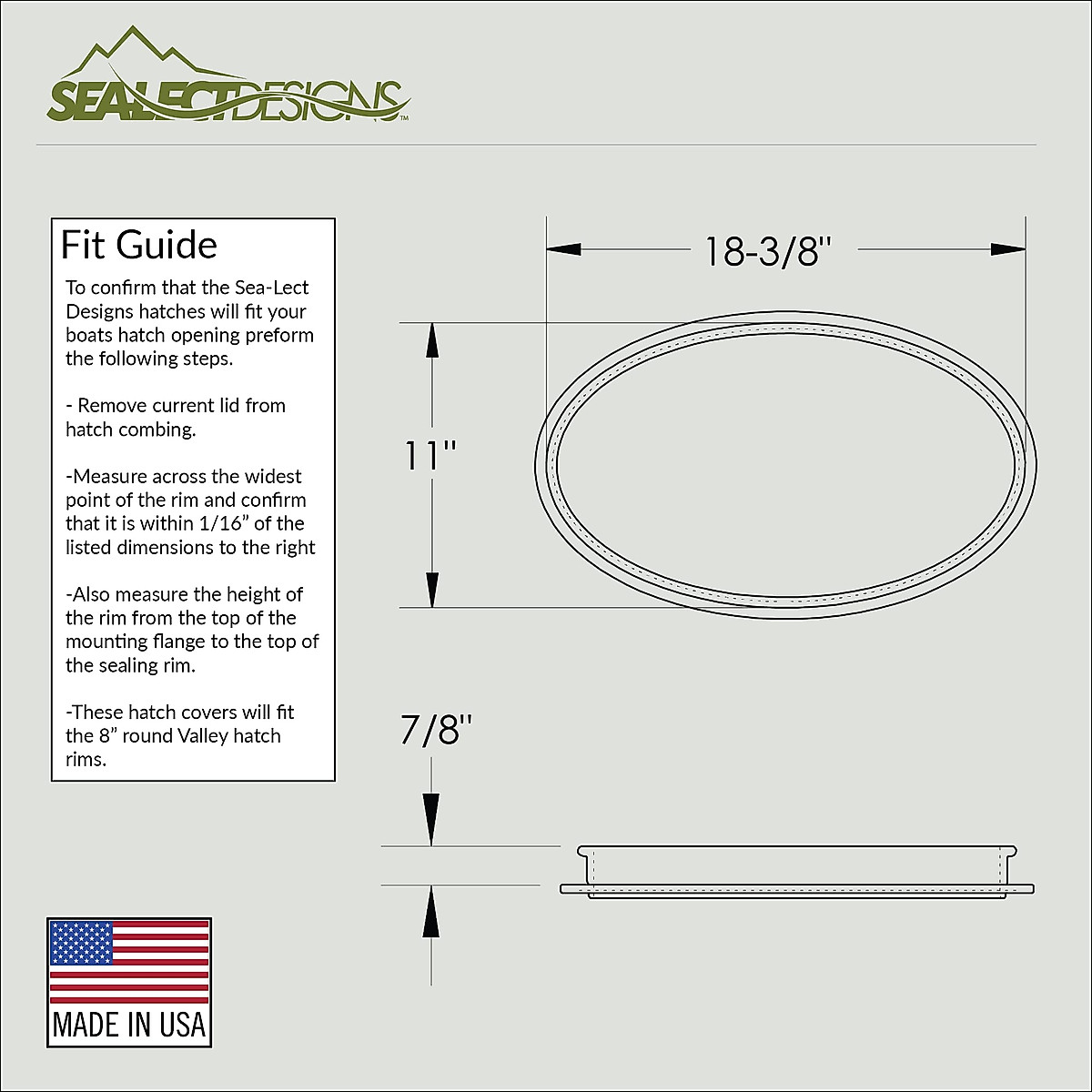 Sea-Lect Designs Performance Kayak Hatch Cover (Narrow Oval/Kajak Sport 44/26)