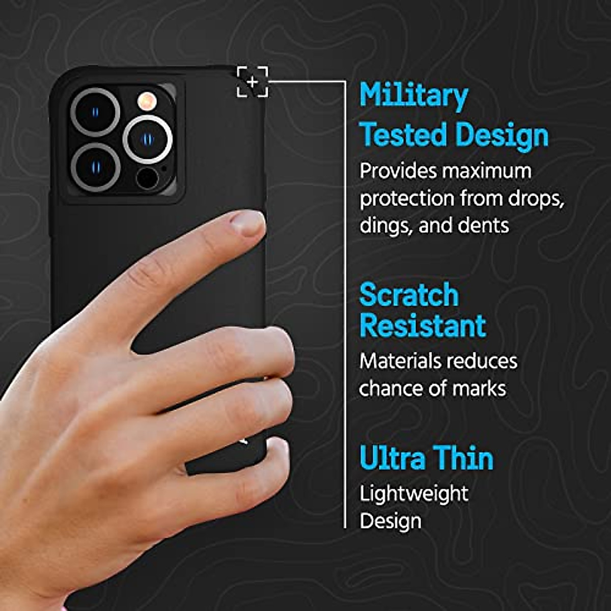 Pelican Ranger Series - iPhone 14 Pro Case 6.1" [Wireless Charging Compatible] Protective Phone Case with Anti-Scratch Tech [15FT MIL-Grade Drop Protection] Slim Rugged Cover for iPhone 14 Pro - Black