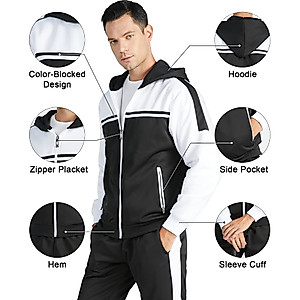 JACKETOWN Mens Sweatsuits 2 Pieces Warm Up Suits Full Zip Workout Jogging Sports Tracksuits Black XL