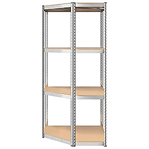 vidaXL 4-Layer Corner Shelf Silver Steel&Engineered Wood