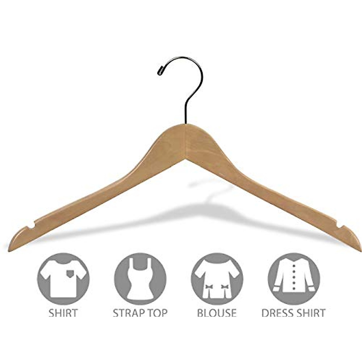 High Grade 30 Pack Solid Wooden Shirt Hanger with Swivel Hook, Smooth Finish and Notches for Straps
