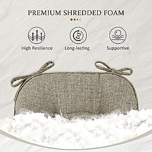 LOVTEX Kitchen Chair Cushions Set of 4, Non-Slip Chair Cushions for Dining Chairs, Shredded Memory Foam Chair Pads with Ties, Tufted Dining Chair Cushions, 15.5" x 15.5", Khaki