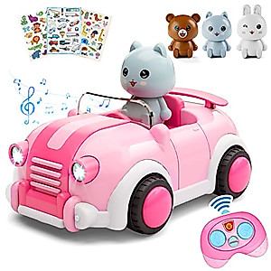 LOVE LIFE Girls Toys Age 3+,Remote Control Cars for Kids,with 3 Cartoon Dolls, RC Car with Music and Lights,Gifts for 3+ Year Olds Boys Girls