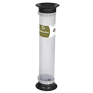 Glasdon C-Thru 15Q Battery Recycling Tube (Black) – Battery Recycling Bin – Compact 15Q Battery Collection Tube – Standard/Recycle Across America Decals (Recycle Across America Decal)