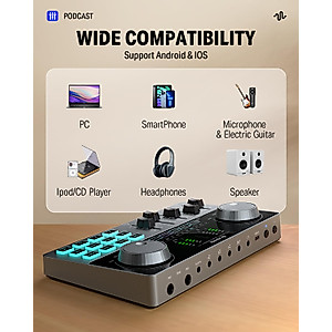 Donner Podcast Equipment Bundle, Podcast Kit Music Production Equipment with Audio Interface/Soundboard, All-in-One Podcast Kit with Condenser Microphone for PC/Phone/Pad for Streaming/Recording