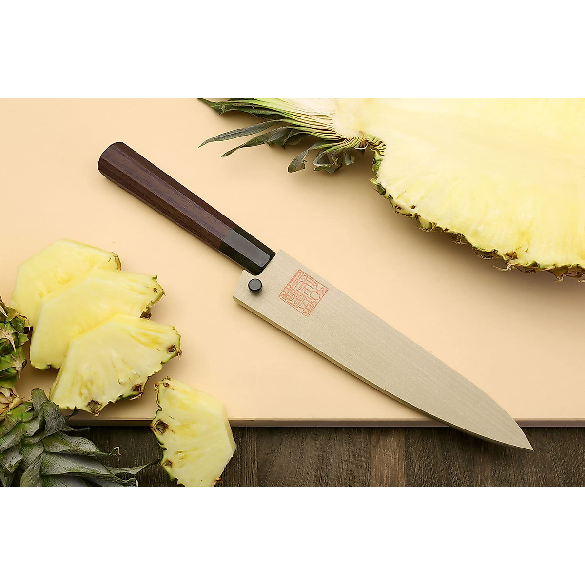 Yoshihiro Inox Stain-resistant Aus-8 Steel Ice Hardened Petty Utility knife Shitan Handle 6" (150mm)