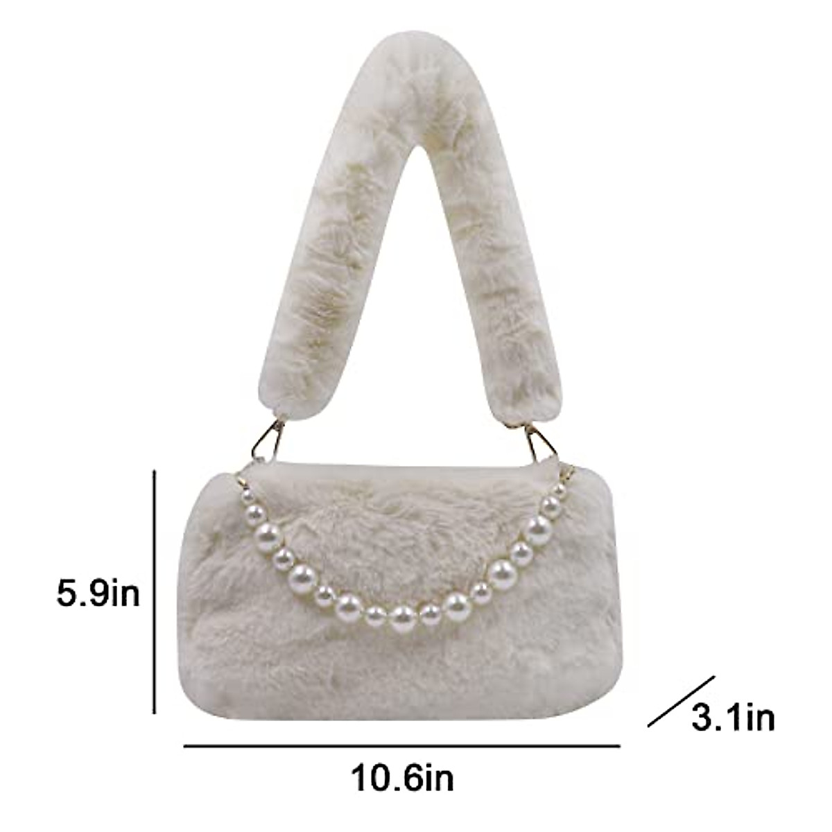 BOLLEY JOSS Fluffy Underarm Bag Elegant Fuzzy Tote Purse Plush Furry Shoulder Bag for Girls Women Autumn Winter