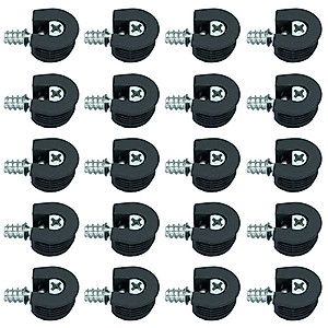 20 Pieces Thread Cam Lock Shelf Support Pin Cam Lock Cabinet Shelf Support Holder Bracket Studs Pins for Furniture Kitchen Cabinet, Black