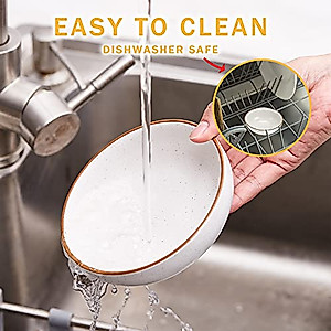 Ceramic Cat Bowls, Howise Pet Bowl Cat Dishes for Food and Water, 5.3 in Cat Food Dish 3 Pack Cat Food Bowls Set Small Dog Dish, Matte White Finish