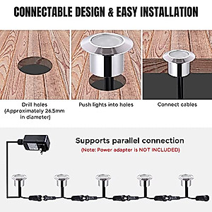 Yescom Set of 5 Warm White LED Deck Lights Outdoor Garden Malls Stair Landscape Lamps Low Voltage Waterproof