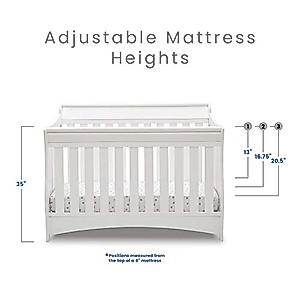 Delta Children Bentley S Series Deluxe 6-in-1 Convertible Crib, Bianca White