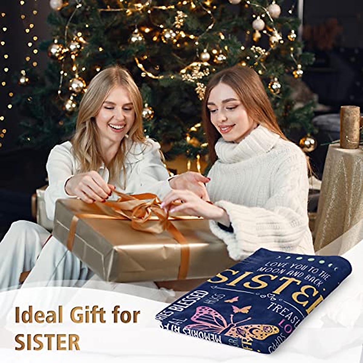 Blanket Gifts for Sister, Sister Birthday Gifts from Sister Brother, Soft Throw Blanket Present for Sisters on Mothers Day, Christmas, Graduation, Flannel Blanket 50'' x 60''