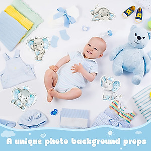 Tatuo Elephant Cutouts 36 Pcs Elephant Theme Baby Shower Decorations Cute Blue Elephant Cutouts for Baby Shower, Birthday Party, Gender Reveal Party Supplies