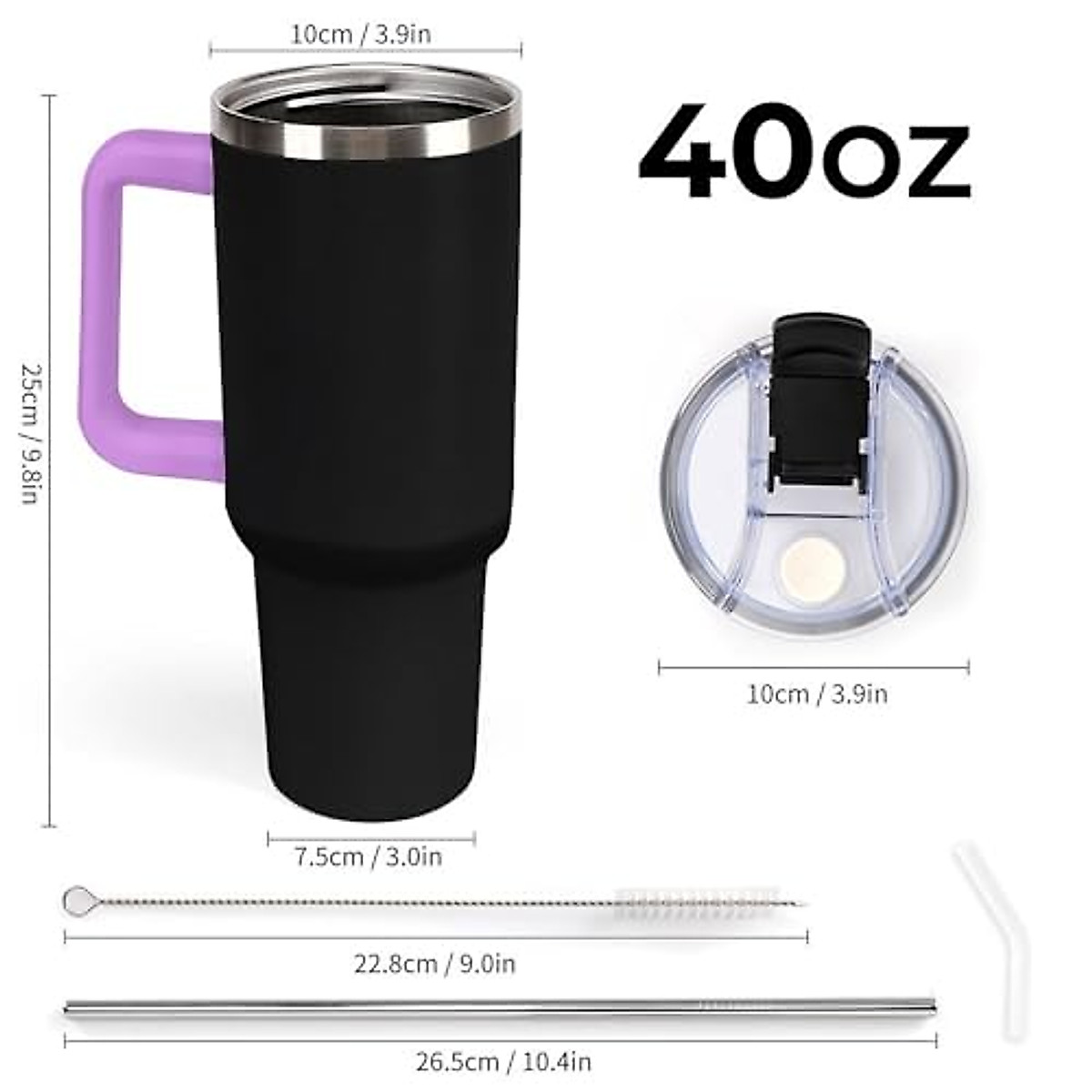 Sloth 40 Oz Car Cup Stainless Steel Travel Mug Leak-Proof Insulated Tumbler with Handle Violet-style