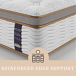 Sleepmax Hybrid Mattress Full Size 8 Inch - Luxury 6-Layer Ergonomic Mattress for Back Pain Relief - Motion Isolation & Edge Support - Fiberglass Free, CertiPUR-US Certified