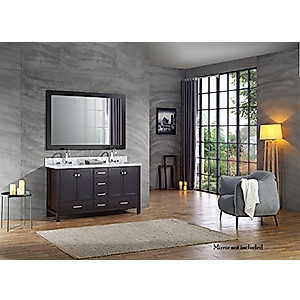 ARIEL Cambridge A061DCWRVOESP 61" Inch Double Sink Bathroom Vanity Cabinet in Espresso with Carrara White Marble Countertop Rectangular Sinks