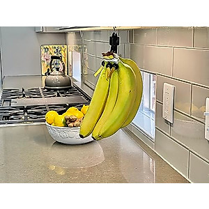 Banana Bungee – Black Holder Hanger Hook Alternative with Kitchen Cabinet Clamp Connection Hardware – Multiple Bunches or Single Banana; Made in USA