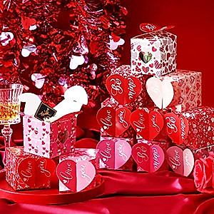 120 Pieces Valentine Cookie Boxes Valentine Treat Boxes with Window Heart Cupcake Boxes Valentines 3 Inch Valentines Candy Goody Container for Valentines Wedding Birthday Party Favors