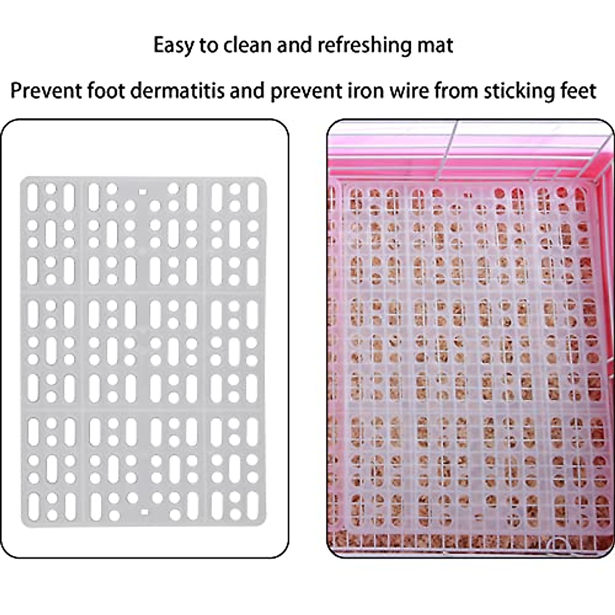 Knchy 6 Pack Rabbit Feet Pads for Cages, Thick Plastic Rabbit Cage Mat Hole Leak Water Design Feet Pad, Washable Small Animal Cage Floor Mats for Small Medium Animals Pets Rat Guinea Pig Hamster Bunny