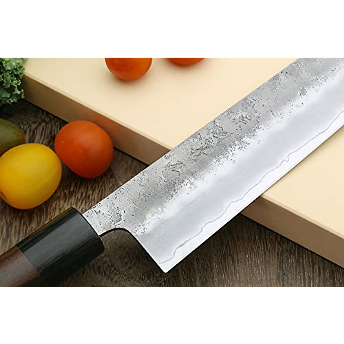 Yoshihiro Stainless Clad Nashiji Ginsan High Carbon Stain Resistant Steel Kiritsuke Multipurpose Chefs Knife (9.5"(240mm) & Saya)
