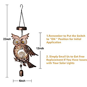 Solar Wind Chimes Outdoor Owl Hanging Lanterns Decor Solar Lights for Outside Garden Yard Art Unique Valentine's Day Gift Mother's Gifts Birthday Gifts