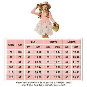 Baby Girls Long Sleeve Winter Ribbed Knit Dress Lace Layered Ruffle Dress for Christmas Holiday (Pink, 12-24M)