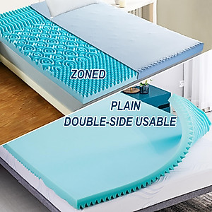 Askme Mattress Topper Full 3 Inch Zoned Cooling Gel Memory Foam with Bonus Breathable Cover,Air Flow Design｜US and Euro Certified, Full Size 3"