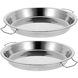 Luxshiny 2PCS Stainless Steel Roasting Pan, Pizza Cake Baking Tray Round Roaster Pan Stainless Steel Drip Pan for Turkey Baking,Roast Chicken