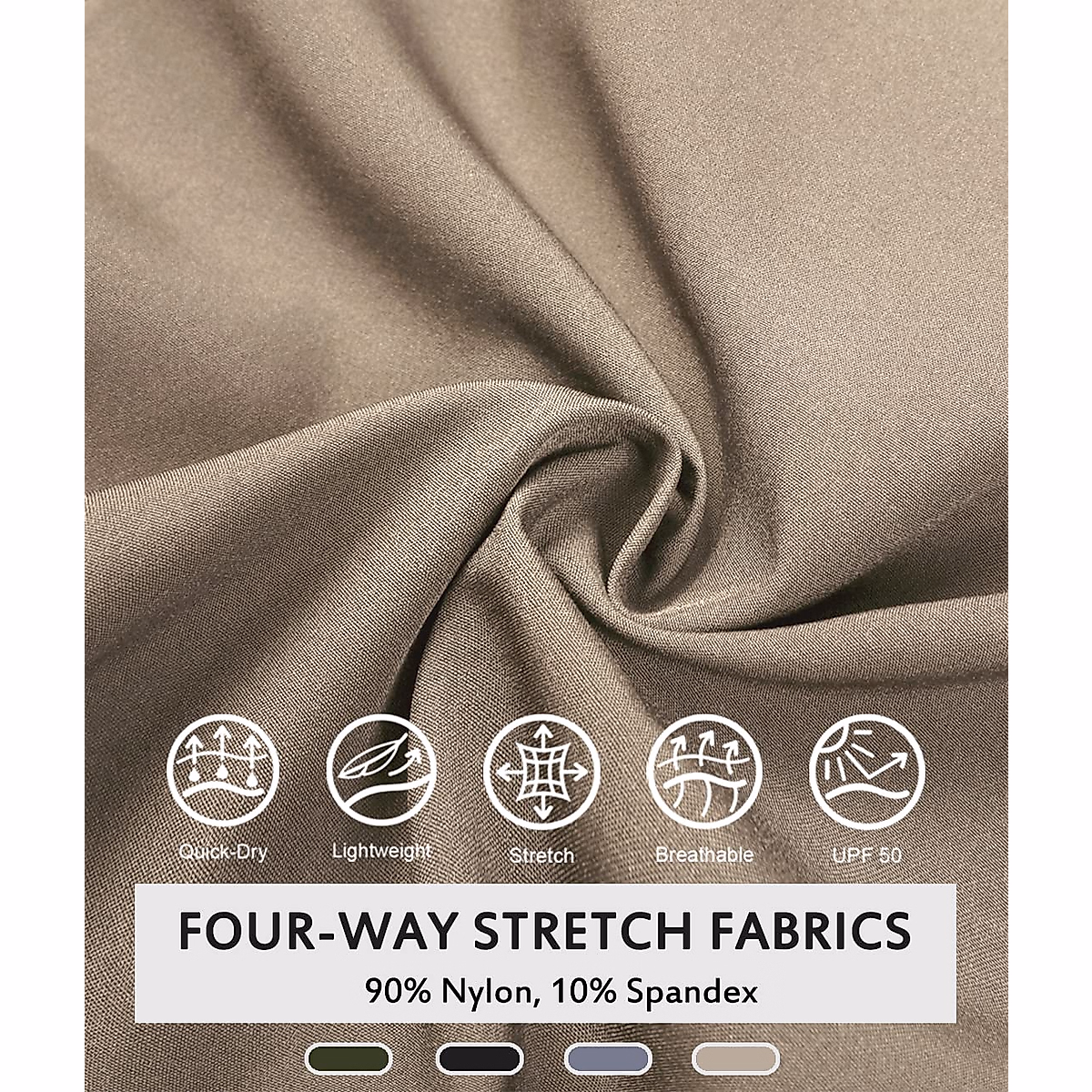 EXEKE Men's Lightweight Hiking Shorts Stretch Quick Dry Cargo Shorts with Multi Pocket 267-1XL/Khaki 32-33