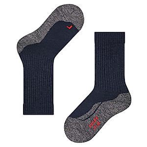 FALKE Unisex Kids Active Warm Hiking Socks, Crew, Sweat Wicking, Sporty Winter Clothes, Thick Breathable, Merino Wool, Blue (Marine 6120), 3-6, 1 Pair