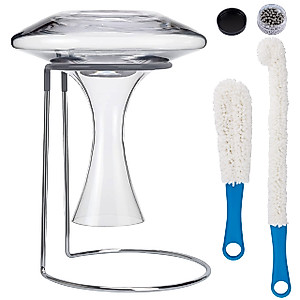 Wine Decanter Drying Stand with Rubber Coated Top to Prevent Scratches, Wine Decanter Drying Rack for Standard Large Wine Decanters, Decanter Cleaner Includes Cleaning Brush & Decanter Cleaning Beads