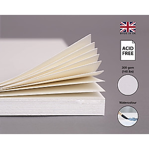 Watercolor Paper Artist Art Pad 35 Sheets, 140lb/300 GSM, Glue Bound, Acid Free, Cold Pressed for Artists Drawing and Sketching Techniques, Made in UK