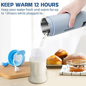 Travel Electric Kettle, ShineMe Portable Mini Electric Kettle with Temperature Control and LCD Display, 350ml Stainless Steel Kettle Water Boiler Fast Boil and Auto Shut off (Blue)