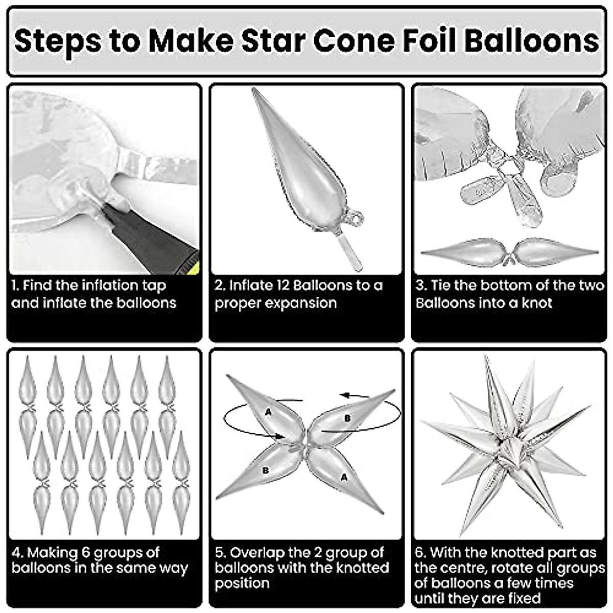 KatchOn, 50 Pieces Silver Star Balloons Metallic - 26 Inch | Silver Starburst Balloon, Spike Balloons | Silver Metallic Balloons, Silver Balloons | Star Foil Balloons, 2023 Graduation Decorations