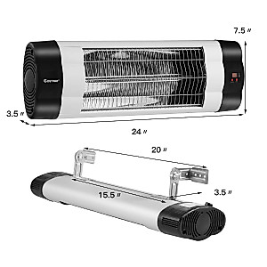 COSTWAY Outdoor Patio Heater, 1500W Electric Infrared Heater with Remote Control, 24H Timer, 3 Adjustable Modes, Quiet 3s Instant Heat, Wall-mounted Space Patio Heaters for Outdoor Use, Home, Backyard