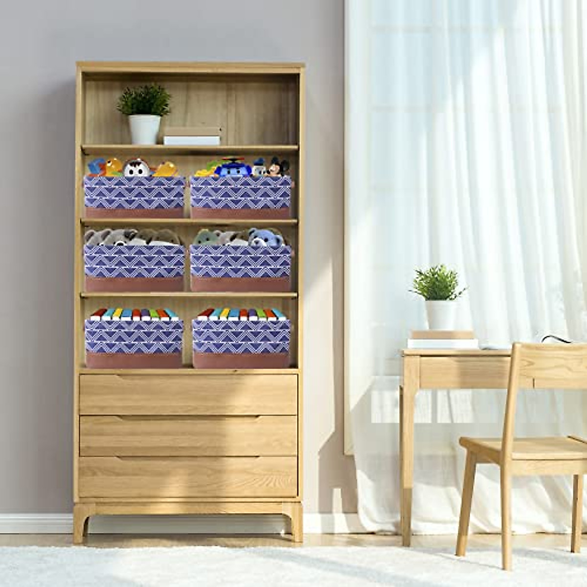 BYG Foldable Storage Bin Collapsible Sturdy Fabric Storage Basket Cube W/Handles for Organizing Shelf Nursery Toy Closet Pack of 3 Sizes