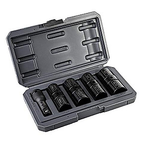 ARES 59010-5-Piece 1/2-inch Drive Lug Nut Flip Socket Set - Includes 17mm, 19mm, 21mm, 22mm Metric Sizes & 3/4-Inch, 13/16-Inch, 7/8-Inch, 15/16-Inch SAE Sizes - Impact Grade Chrome-Moly Steel