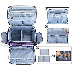 Luxja High Capacity Sewing Accessories Organizer (Bag ONLY), Sewing Supplies Organizer with Shoulder Strap (Patent Design), Purple